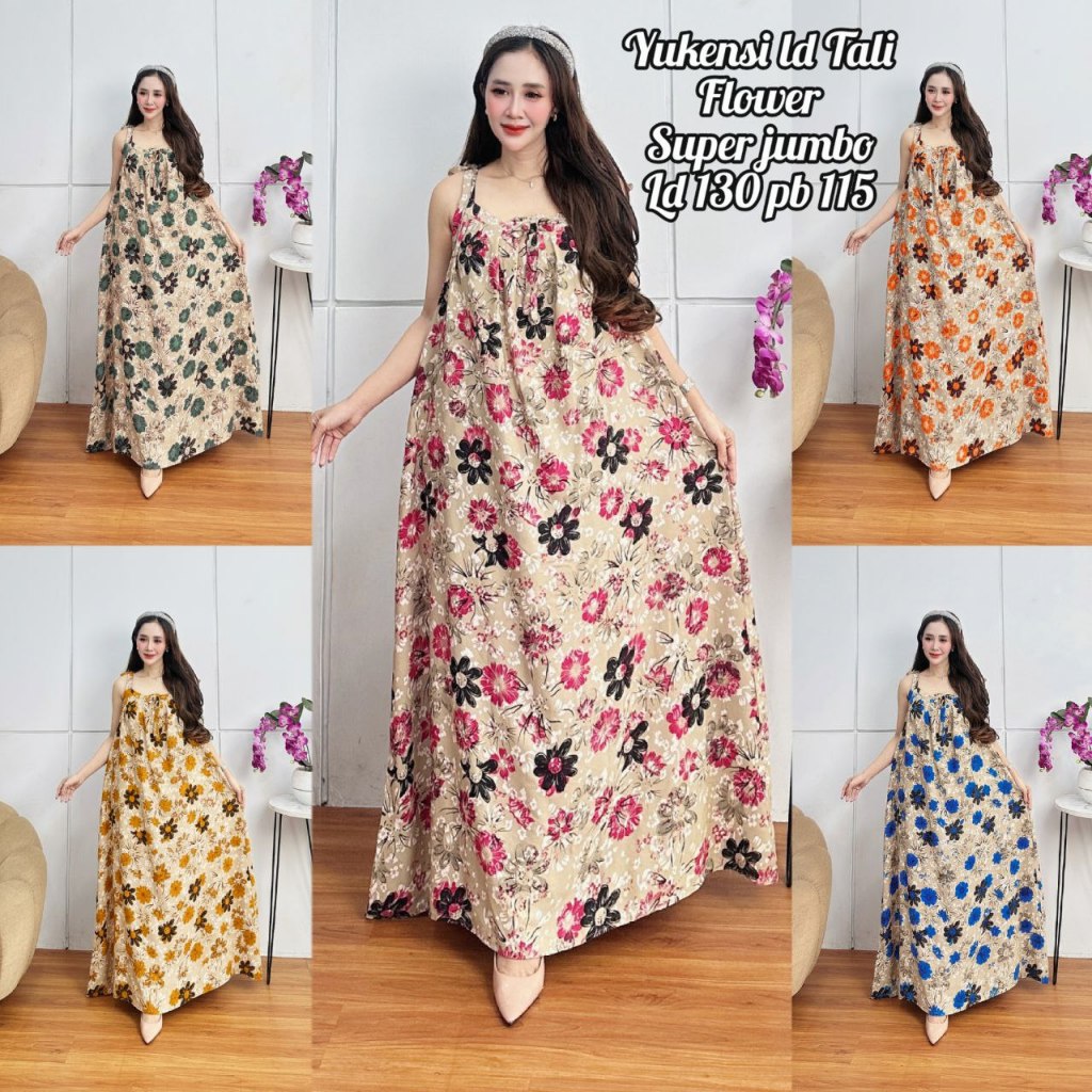 Jual Daster Yukensi Flower Jumbo LD 130 Bahan Rayon Model Bahu Tali ...