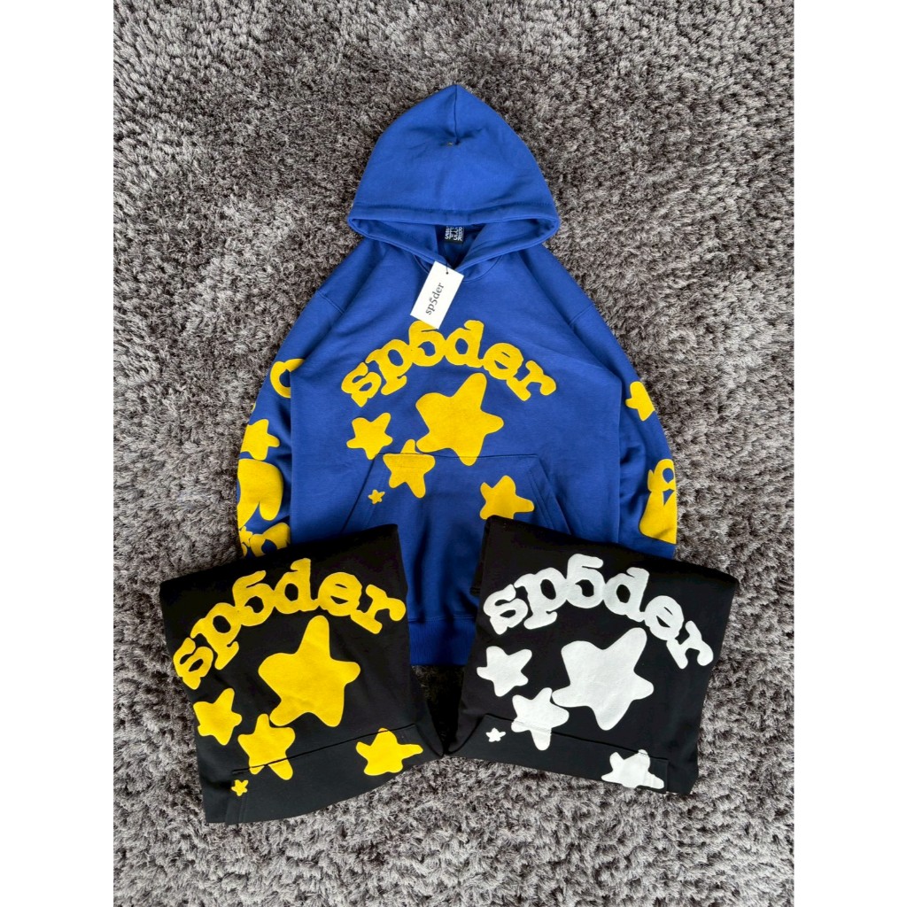 Jual Sweater Hoodie Spider Sablon Star Timbul Unisex Pria Wanita ...