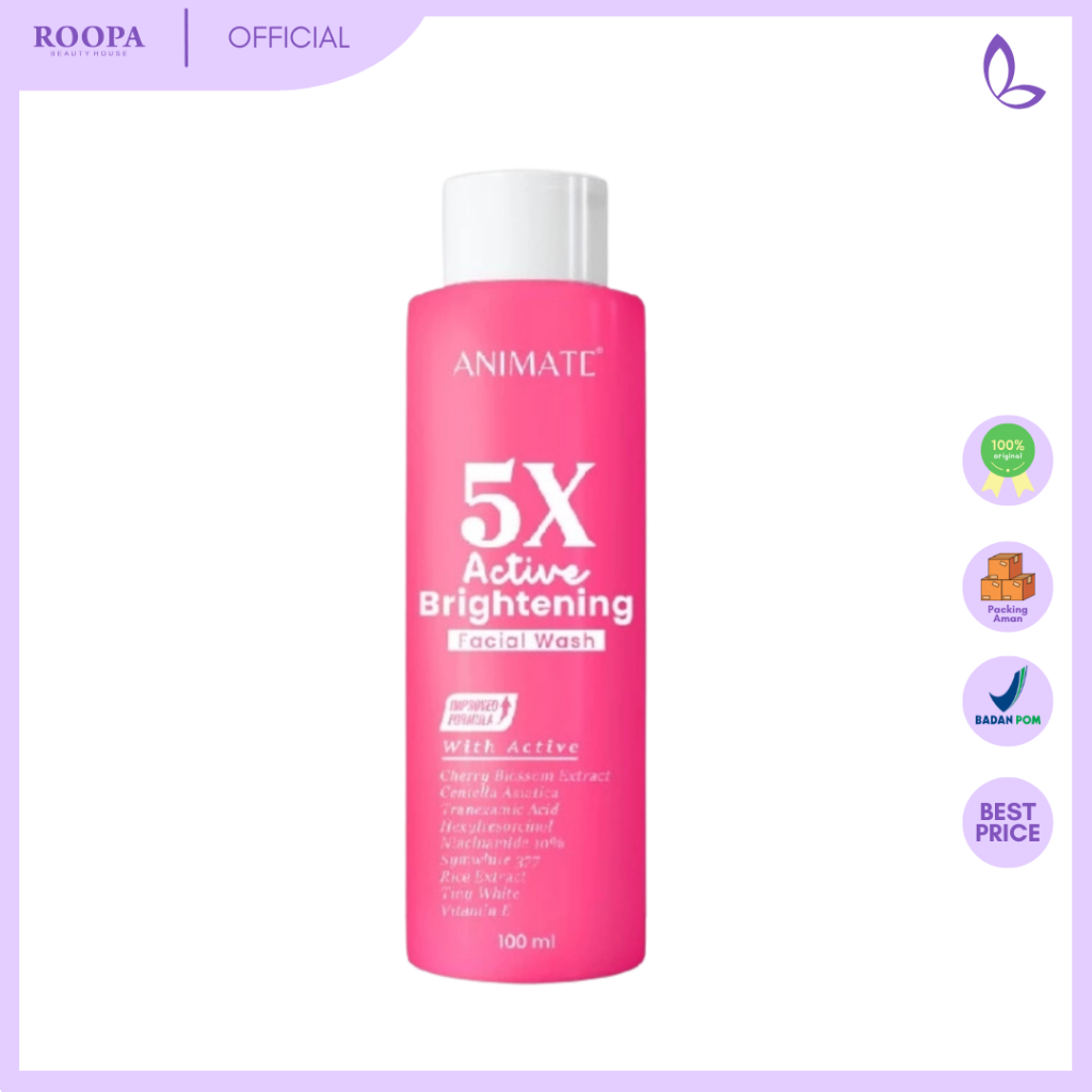 Jual ANIMATE 5x Active Brightening Facial Wash 100 ml | Shopee Indonesia