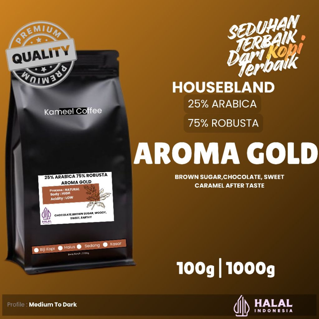 Jual Kopi Aroma Gold Espresso Blend Beans 25% Arabika 75% Robusta Biji ...