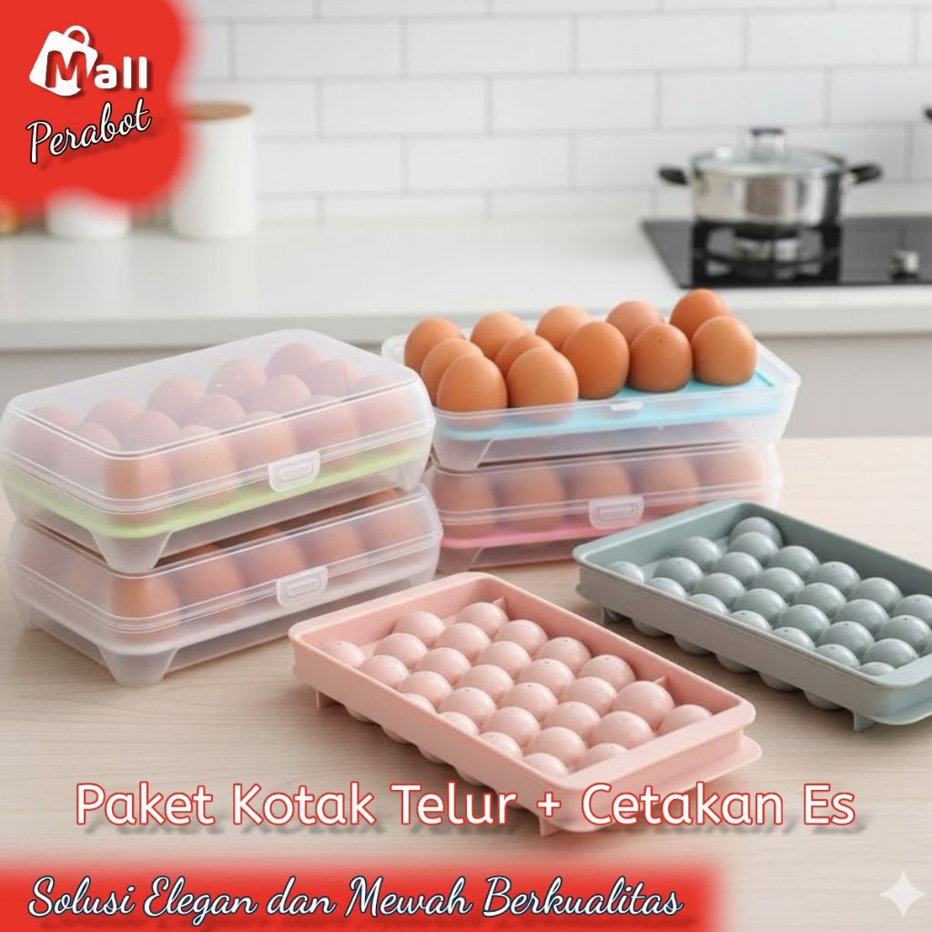 Jual Mall Perabot Bundling | Kotak Telor dan Cetakan es Ice Cube |15 ...