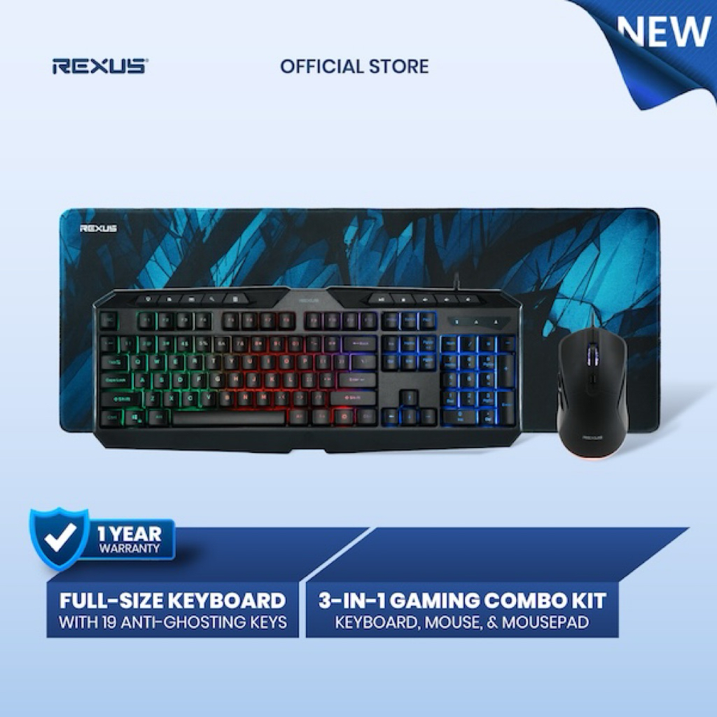 Jual Rexus Warfaction VR4 3in1 Gaming Combo Kit - Keyboard Mouse ...
