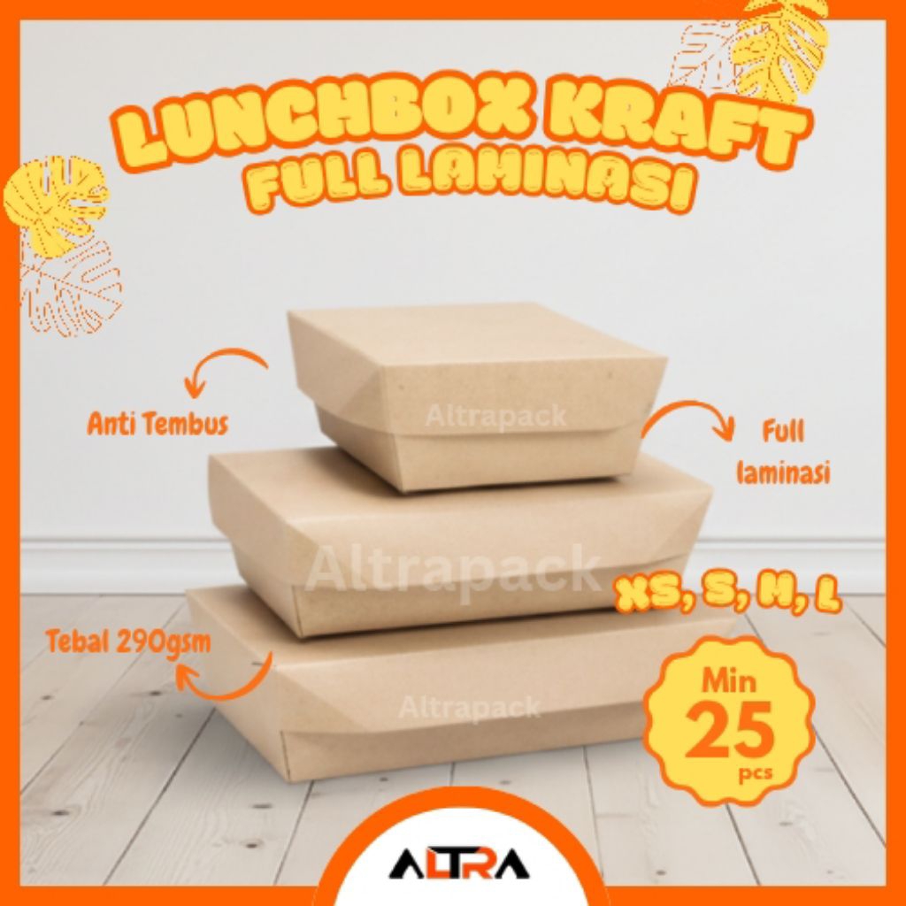 Jual Paper Lunch Box Kraft Laminasi | Paper Kraft Lunch Box Full ...