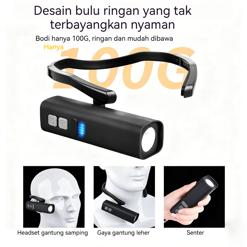 Jual Senter kepala berdaya tinggi, tipe kait telinga, dapat diisi ulang ...