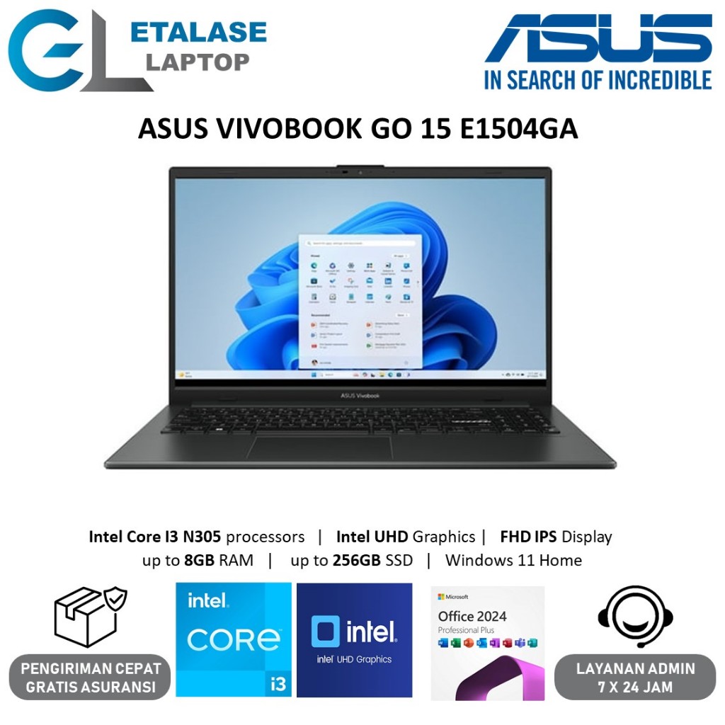 Jual Laptop Asus Vivobook Go 15 E1504GA Intel Core i3 N305 8GB RAM ...