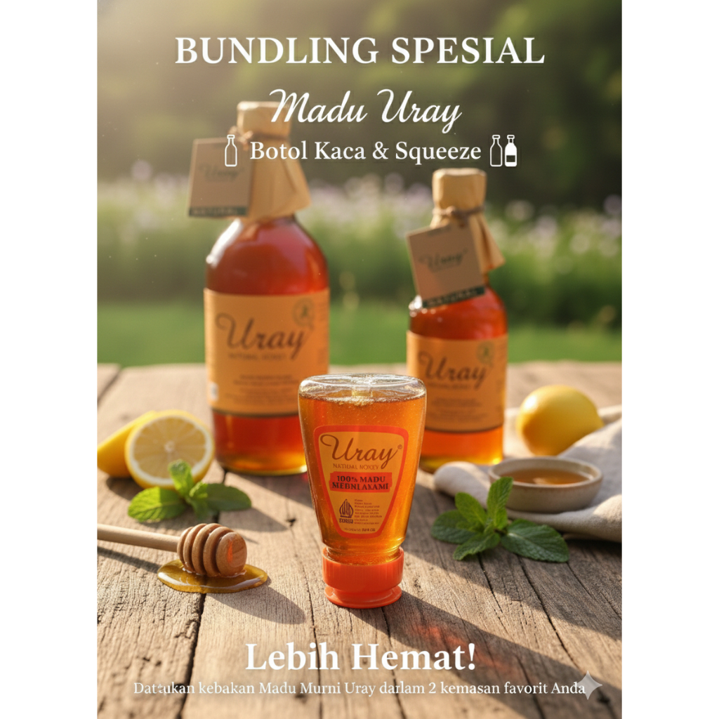 Jual madu uray | madu premium | Bundling Madu Uray 875gr + Squeeze ...