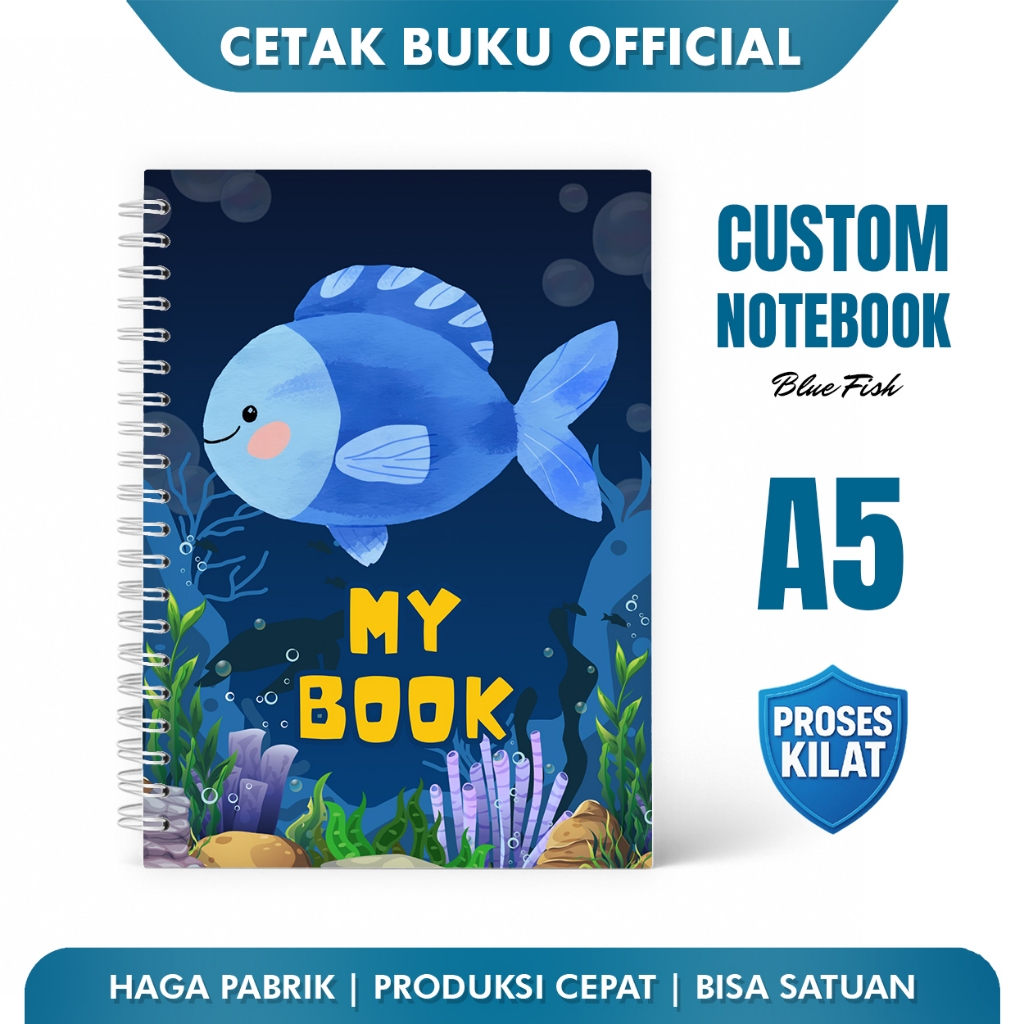 Jual Custom Notebook Buku Catatan Note A5 - Blue Fish | Shopee Indonesia