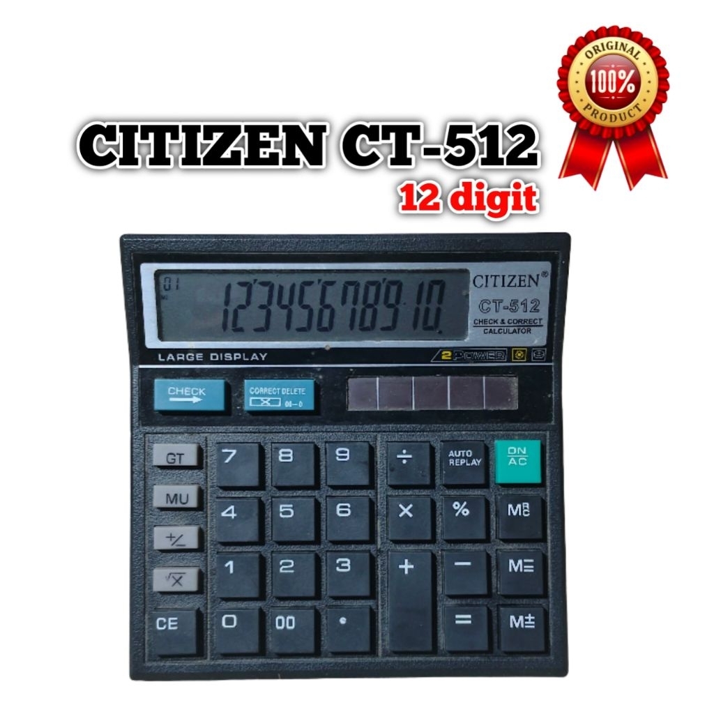 Jual Citizen CT-512 Kalkulator 12 Digit Dual Power - Original | Shopee ...