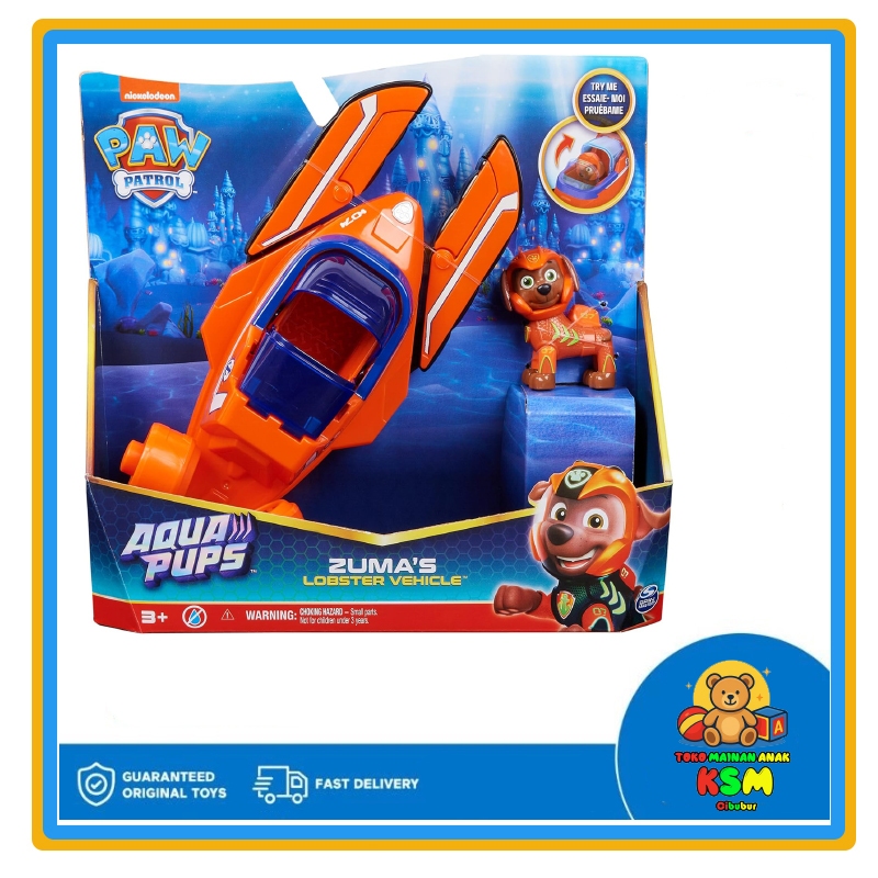Jual Paw Patrol Aqua Pups Zuma Lobster Transforming Vehicle Original ...