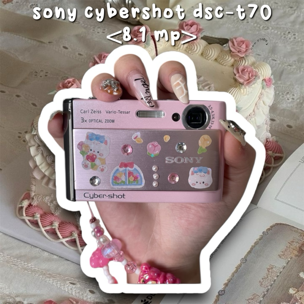 Jual fullset sony cybershot t70 baby pink digicam touchscreen sliding ...