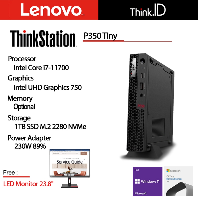 Jual ThinkStation P350 Tiny i7-11700 16GB 1TB NVMe Win11 Pro OHB + S24i ...