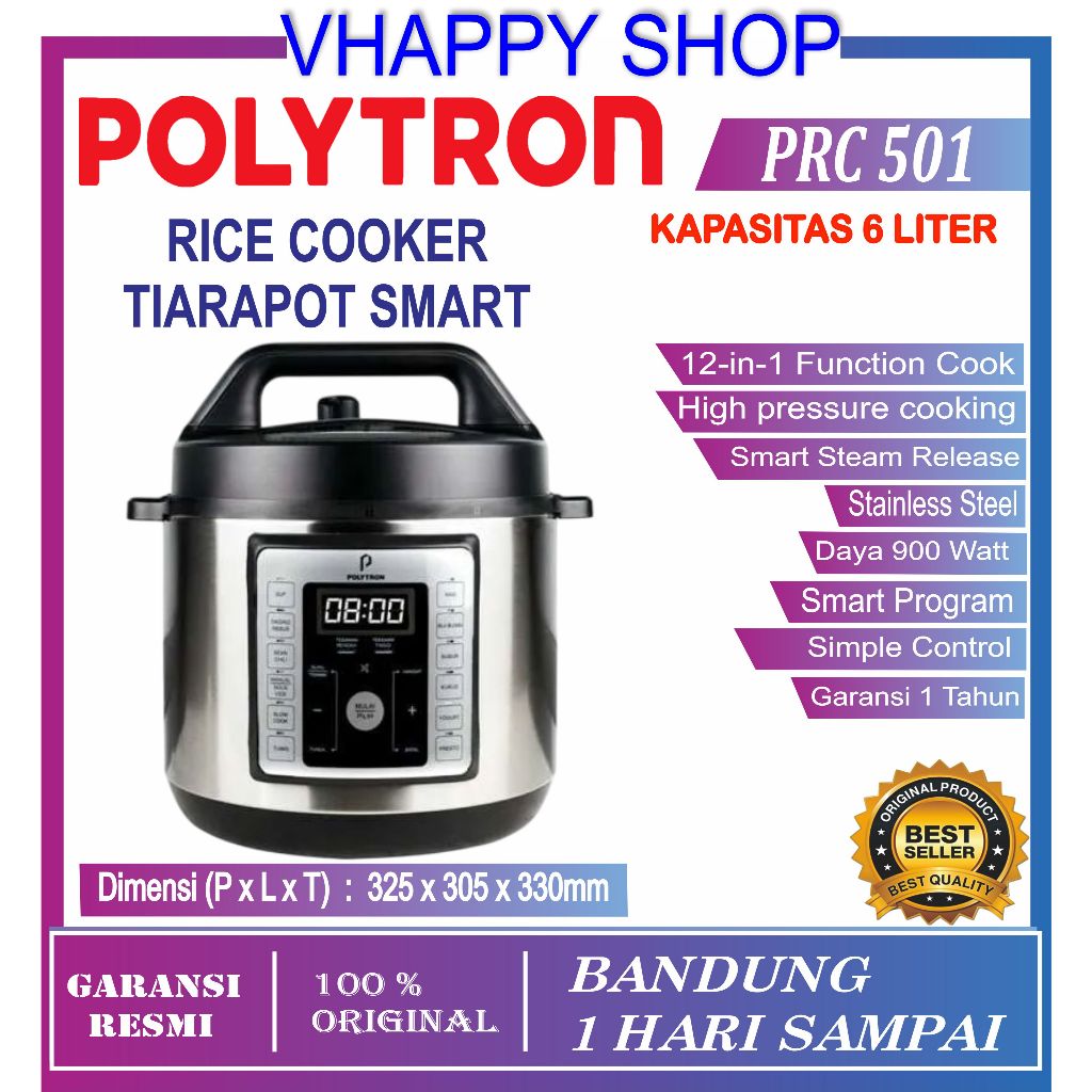 Jual Rice Cooker Tiarapot Pro Polytron 6 Liter PRC-501 Garansi Resmi ...