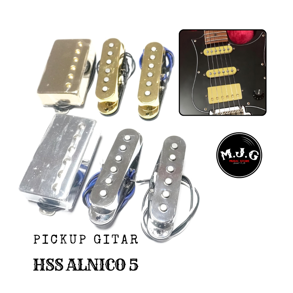 Jual pickup spull gitar elektrik chrome or gold cover HSS alnico 5 ...