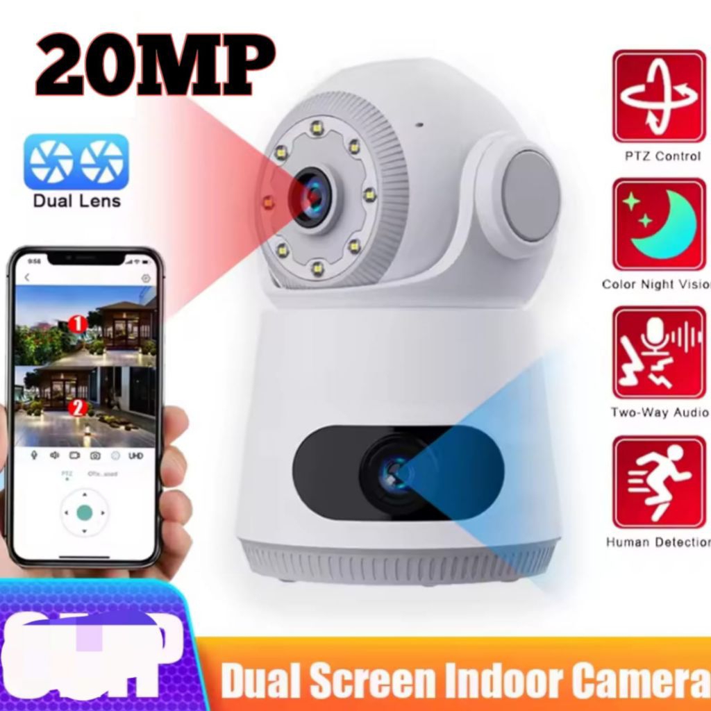 Jual IPCam 2 Lens Snowman CCTV V380 IP Camera mini HD 1080P wireless ...