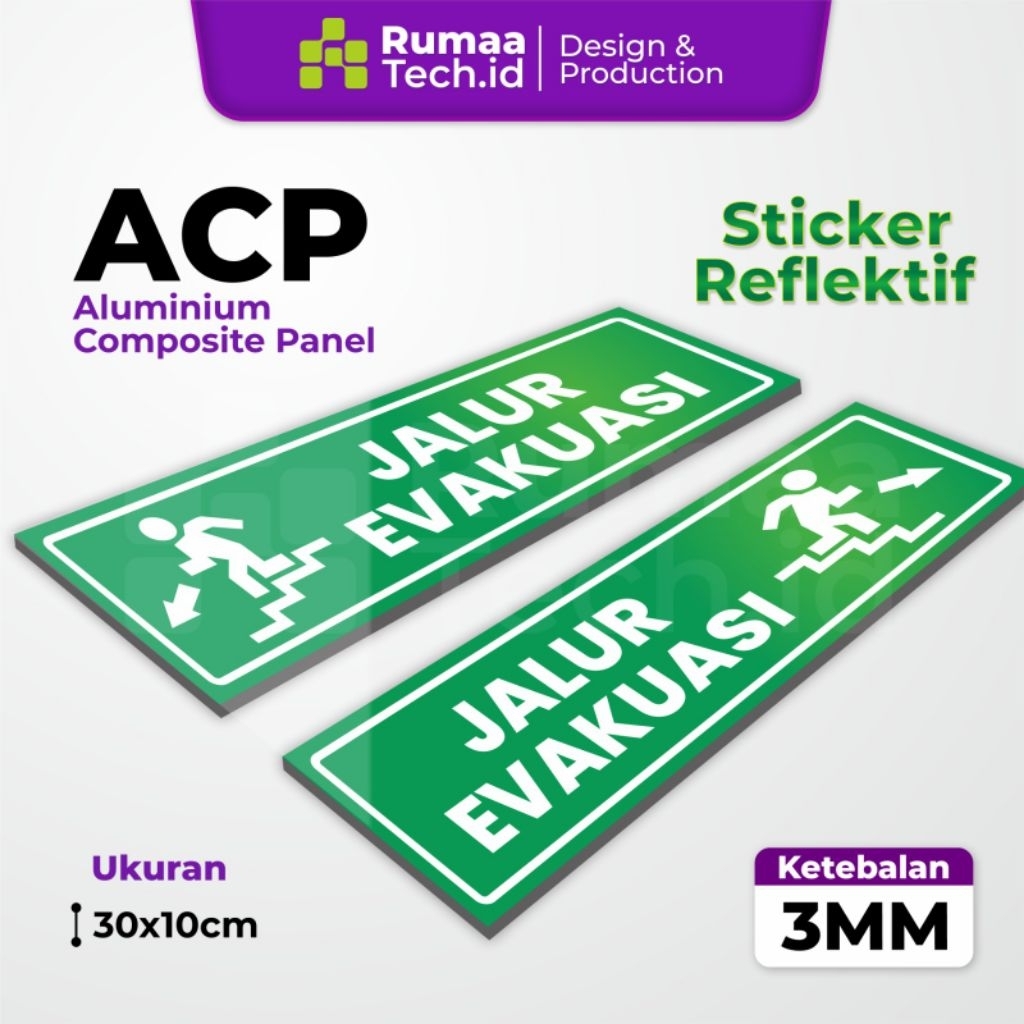 Jual SIGN BOARD JALUR EVAKUASI TANGGA ACP // ALUMUNIUM // ACP 3MM ...