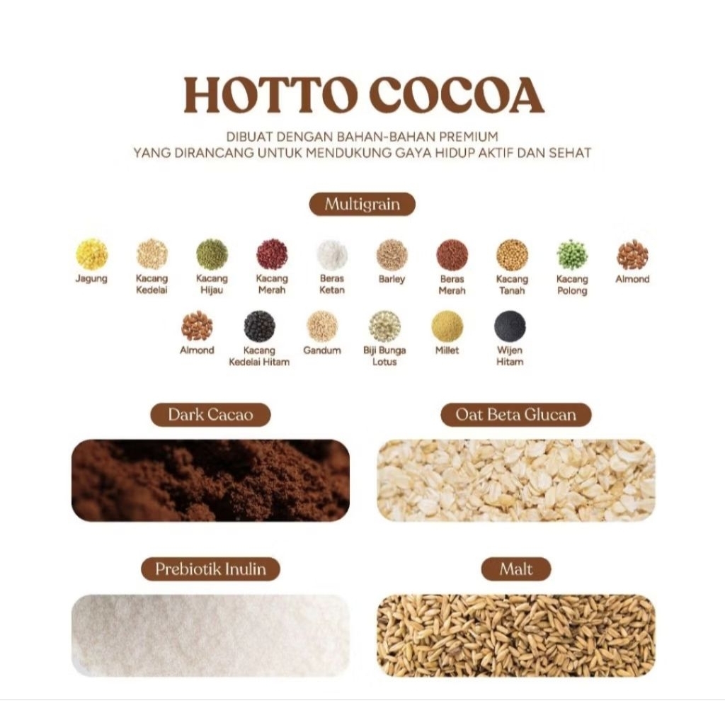 Jual Hotto Cocoa - Minuman Multigrain Cokelat Tinggi Serat Ready ...