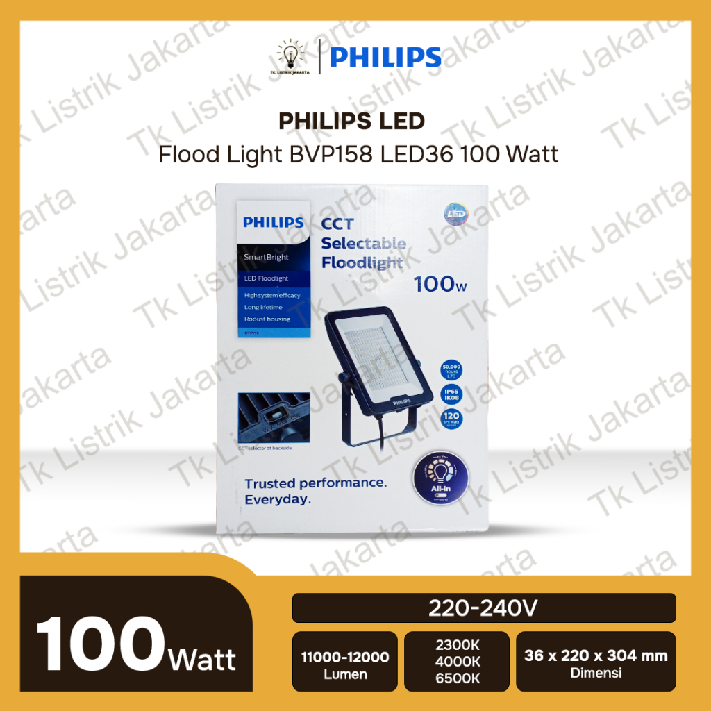 Jual Lampu Sorot LED Philips BVP158 LED120 100W FloodLight Outdoor ...