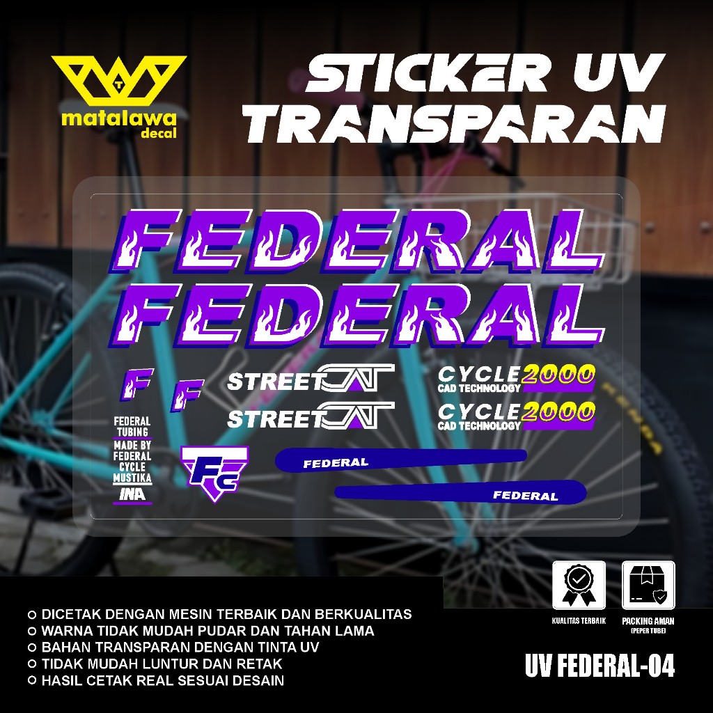 Jual Stiker Decal FEDERAL UV TRANSPARAN STREET CAT 550 Stiker Sepeda ...
