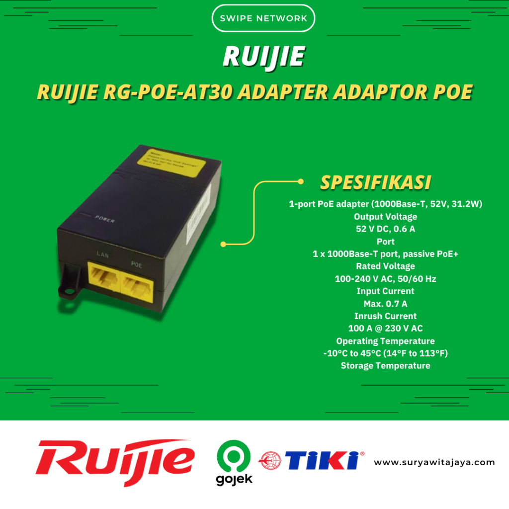 Jual Ruijie RG-POE-AT30 Adapter Adaptor POE | Shopee Indonesia
