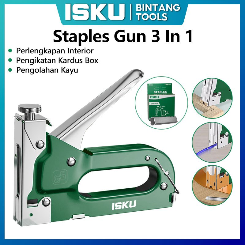 Jual ISKU Staple Gun/Staples Tembak 3 In 1 Paket Staples Tembak Gun ...