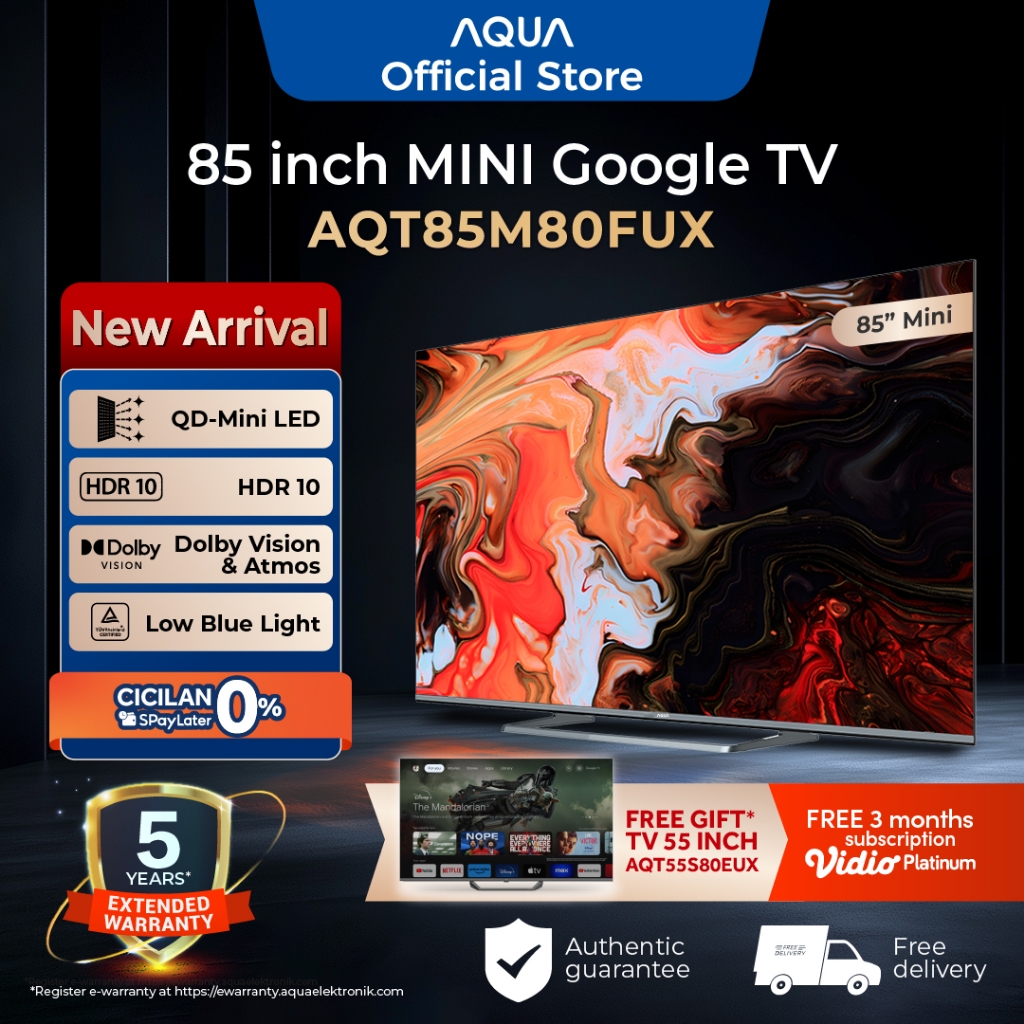 Jual AQUA Elektronik TV AQT85M80FUX - 4K HDR - Google TV - Dolby Vision ...