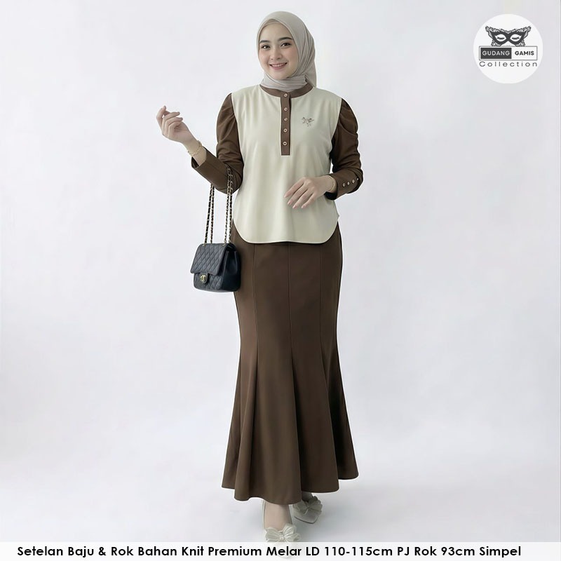 Jual Setelan Knit Mahiya Set LD 110cm PJ Rok 90cm Kancing Aktif Busui ...