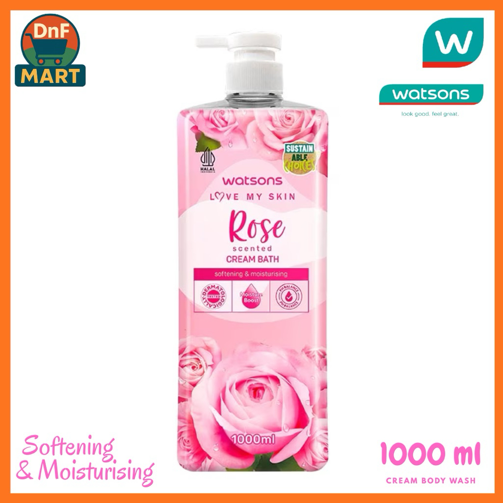 Jual DnF_Mart Watsons Rose Scented Cream Bath 1000ml | Shopee Indonesia