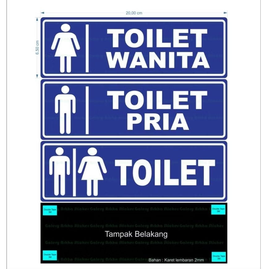 Jual Sticker Peringatan Toilet Pria Wanita | Stiker Tulisan Papan Karet ...