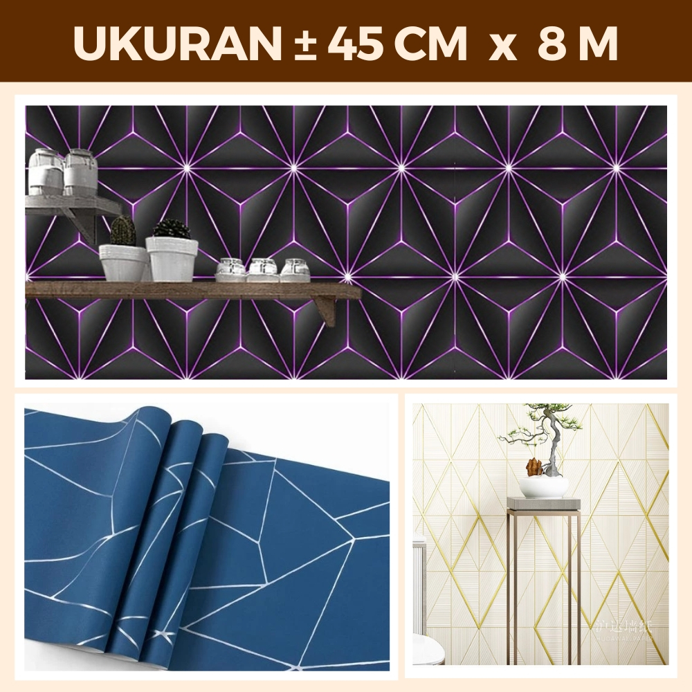 Jual Wallpaper Setiker Dinding Garis Geometris Ketupat Cream Putih ...