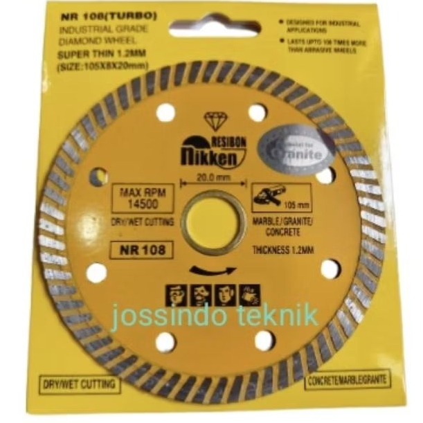 Jual diamond wheel turbo nikken resibon / pisau potong granit turbo ...