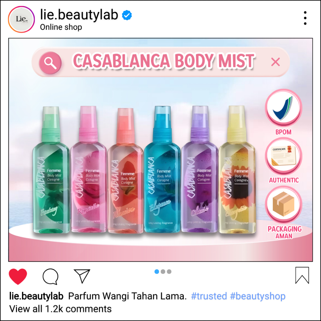 Jual ️CASABLANCA️ Body Mist Cologne 100 ML | 50 ML | parfum casablanca ...