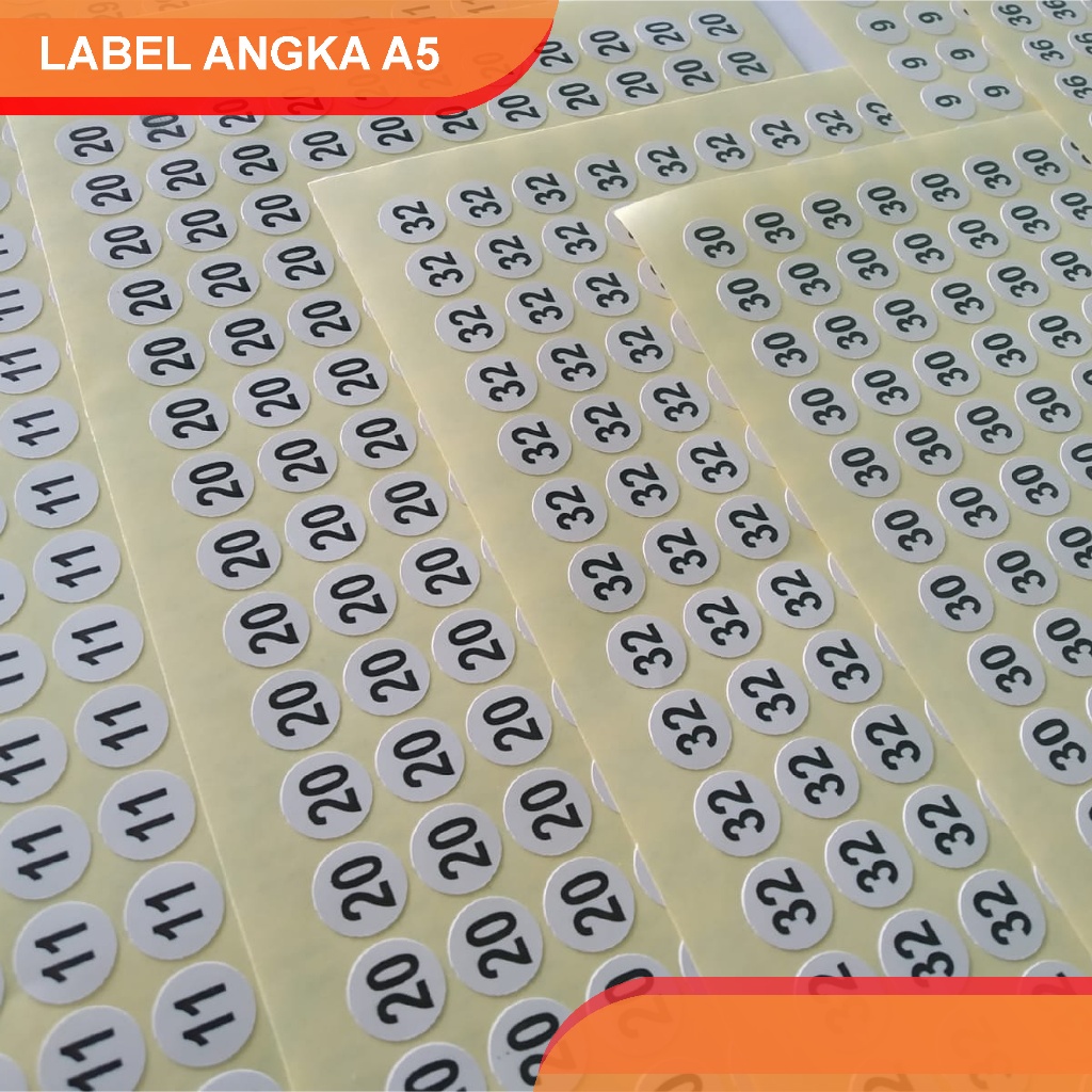 Jual Stiker Label Angka 1 Sampai 99 diameter 1.1 Cm Kertas A5 | Shopee ...