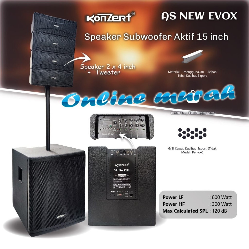 Jual Speaker Aktif Column Satelite 15 Inch KONZERT AS NEW EVOX Original ...