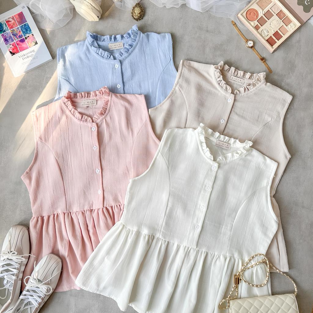 Jual INNER BLOUSE RUFFLE / BLOUSE RUFFLE SLEEVELESS / BLOUSE KANCING ...
