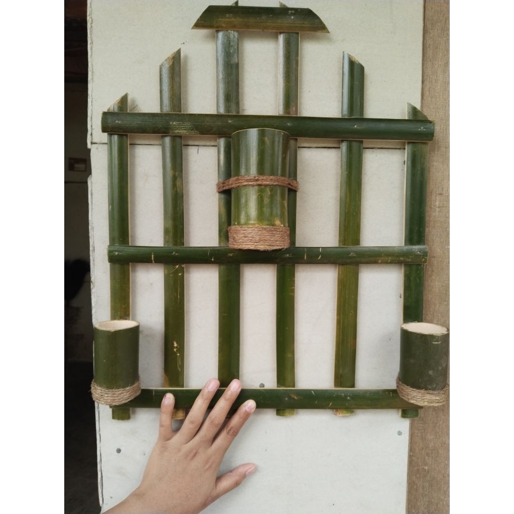 Jual bingkai dingding jadul/rak kembang jadul bambu alami | Shopee Indonesia