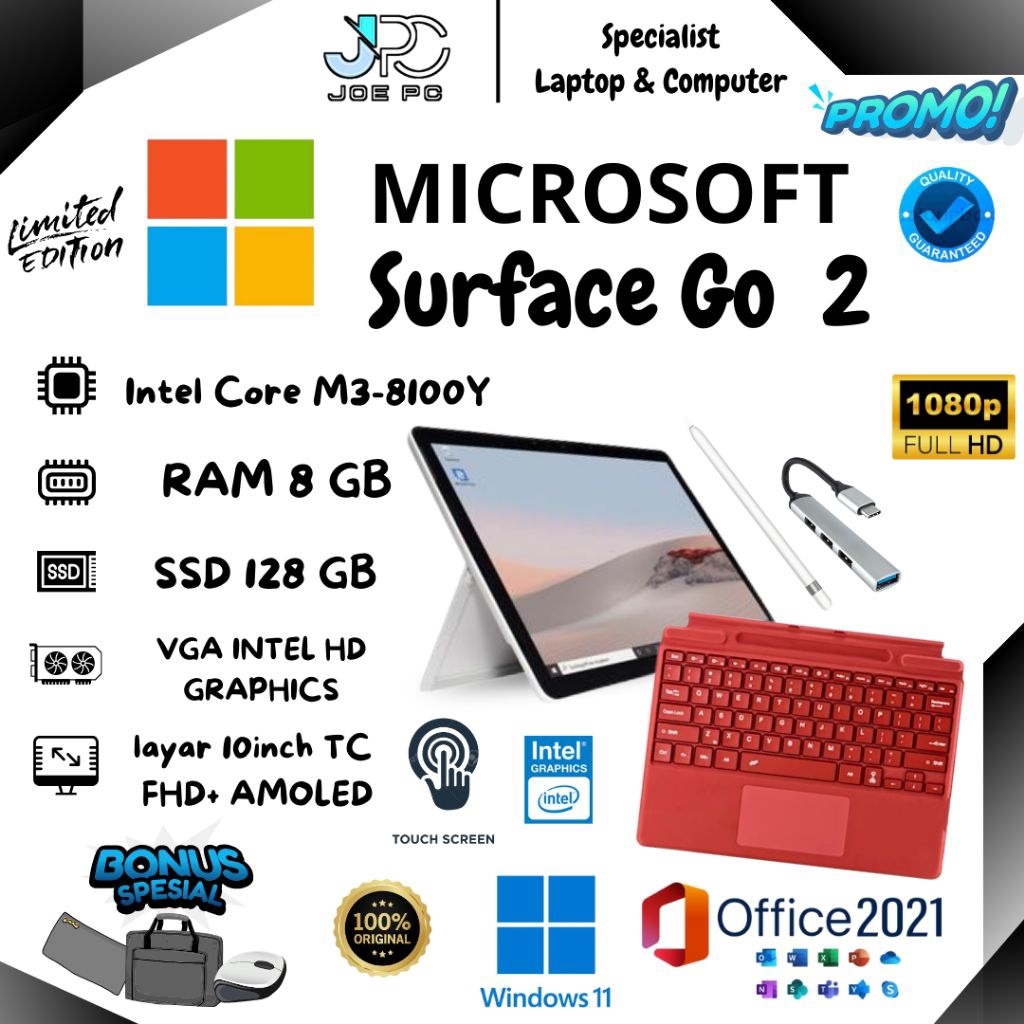 Jual Laptop Tablet Microsoft Surface Go 2 Intel Core M3-8100Y RAM 8GB ...