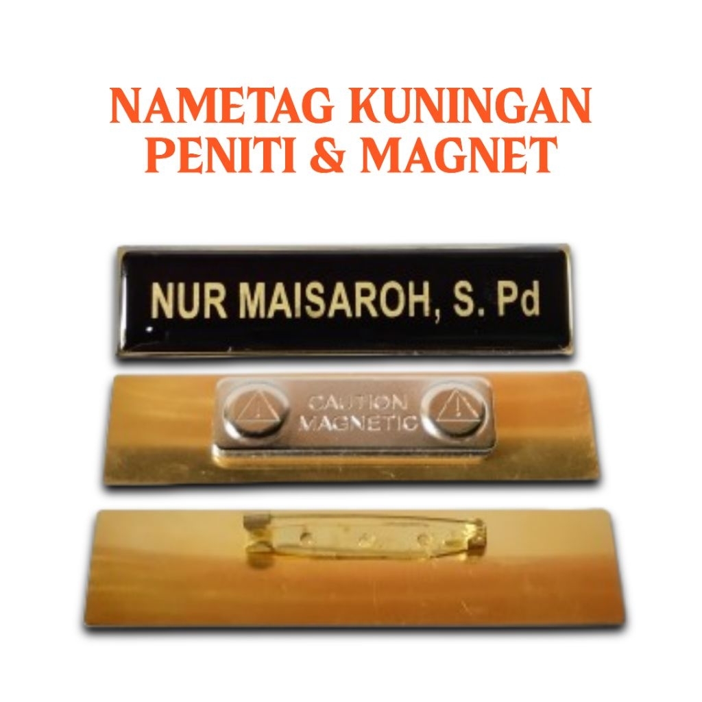 Jual Name Tag / Nama Dada Kuningan Peniti dan Magnet | Shopee Indonesia