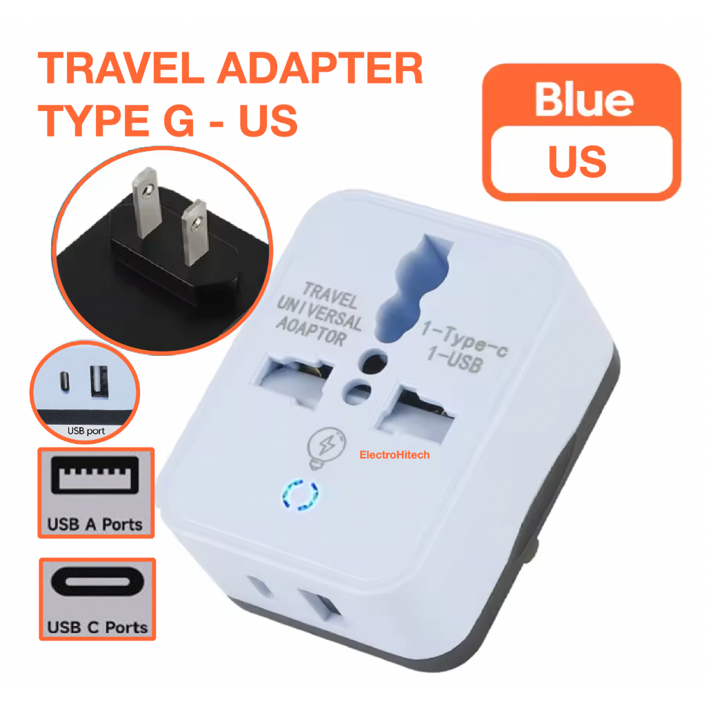 Jual US to Universal Travel Socket Adapter With USB TYPE C Ports Power ...