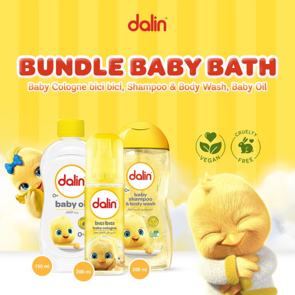 Jual Bundle Dalin Baby Bath (Shampoo & Body Wash 200 ml classic + Baby ...