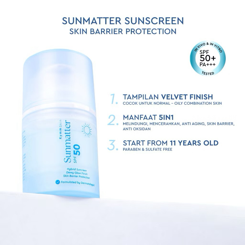 Jual KYMM SKIN Sunmatter Sunscreen SPF 50 PA+++ | Normal Oily In Vitro ...