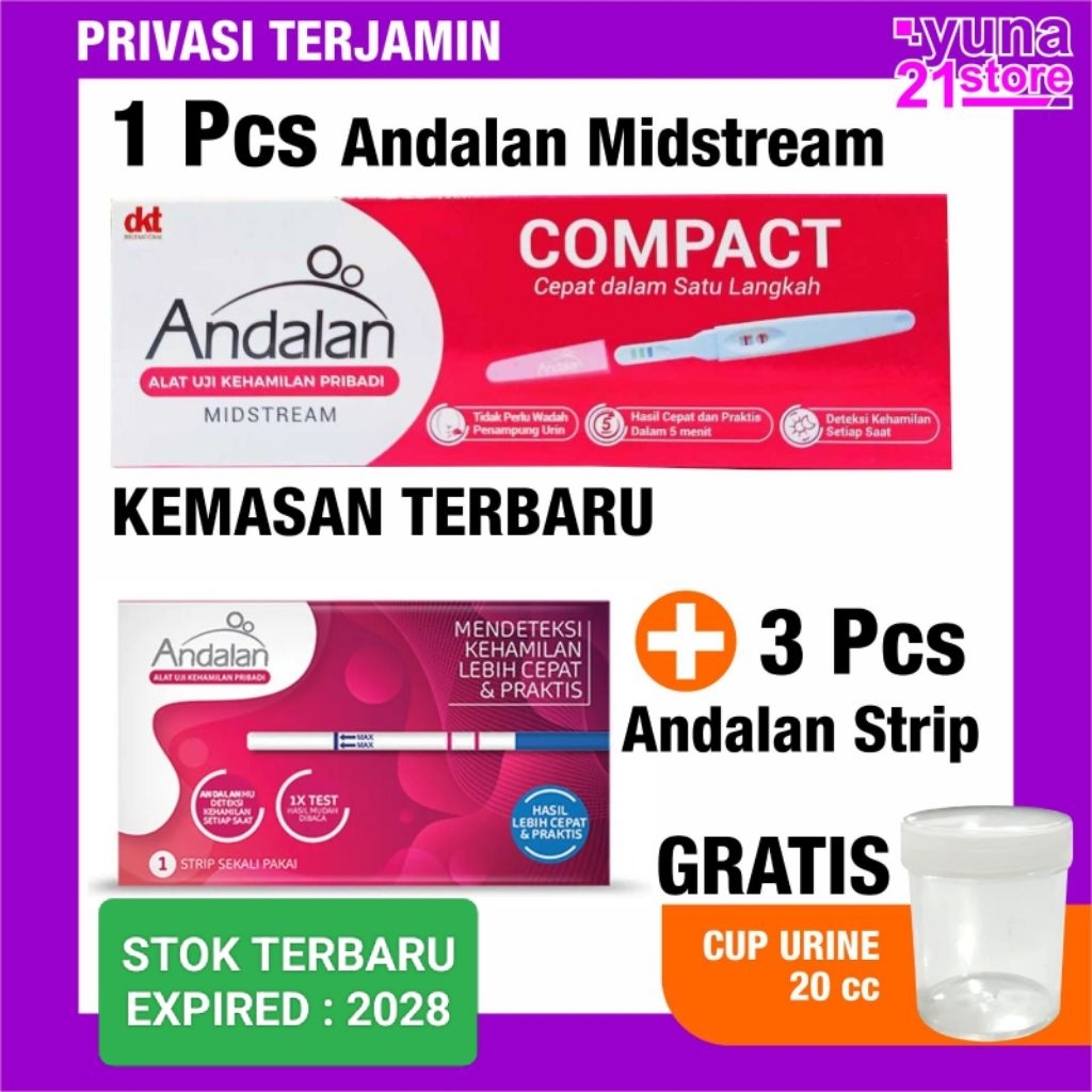 Jual PAKET TEST KEHAMILAN ANDALAN 1 PCS MIDSTREAM ANDALAN + 3 PCS ...