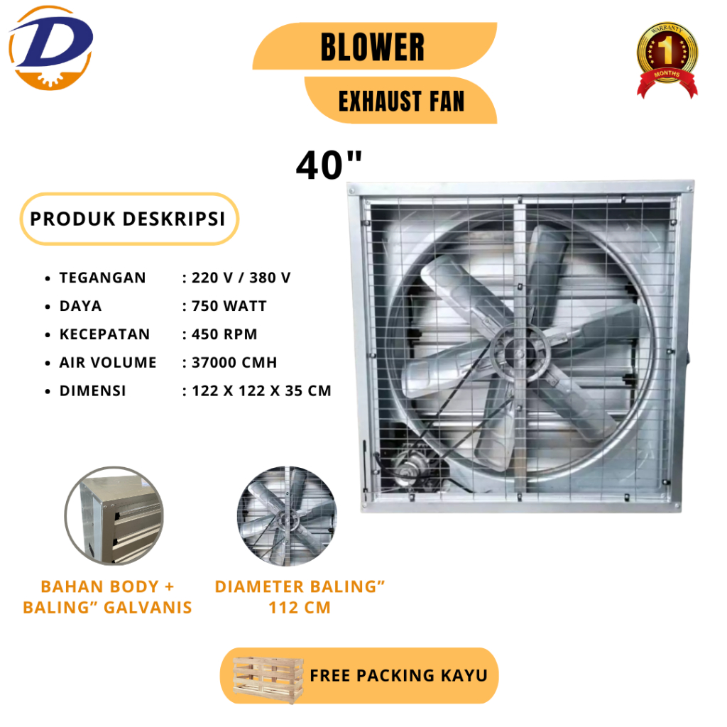 Jual Blower Kipas Exhaust Fan 40 inch untuk gudang / Kandang Ayam close ...