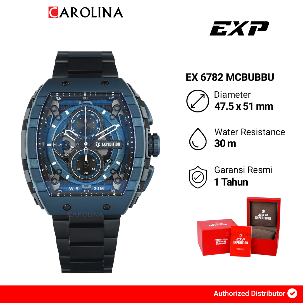 Jual Jam Tangan Pria Expedition EXP Chronograph EX 6782 MCBUBBU Blue ...
