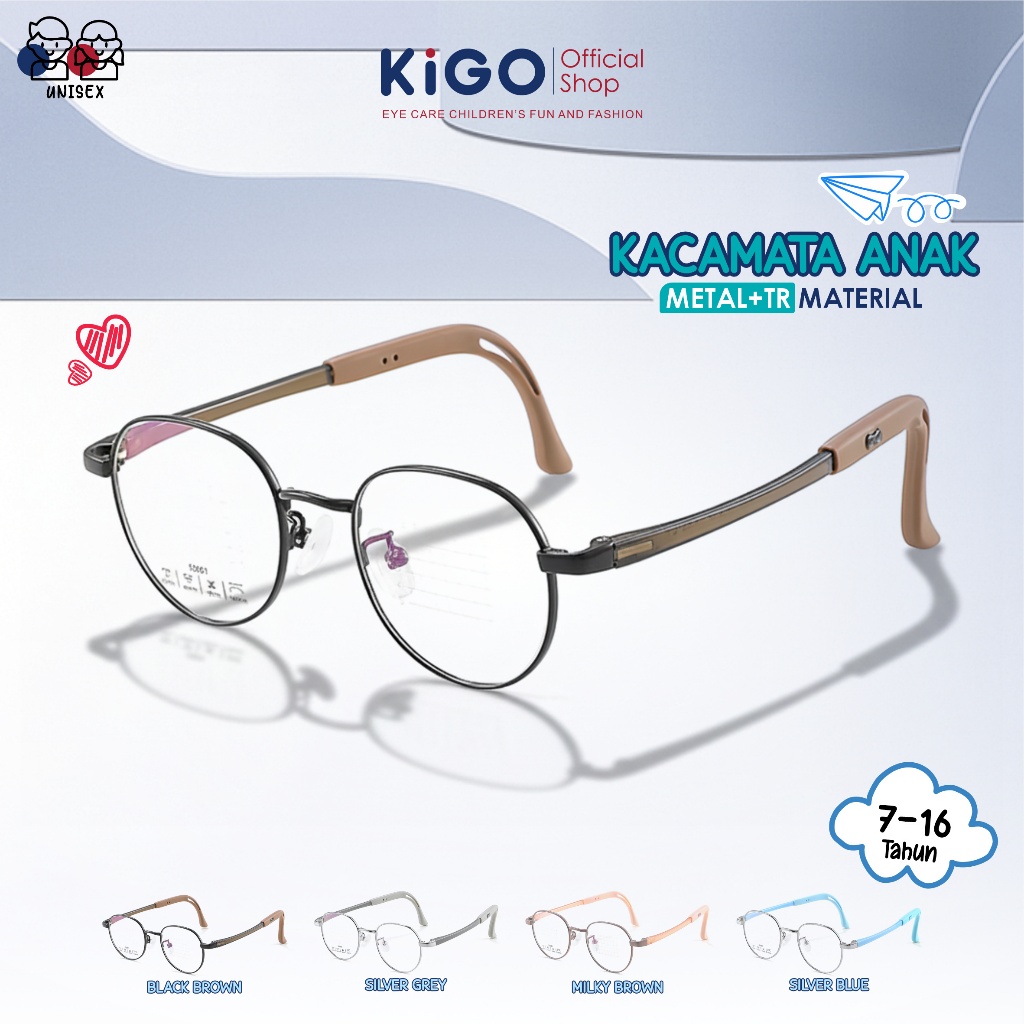 Jual KIGO Kacamata Anak/Remaja Anti Radiasi Minus Blueray Myopia Bulat ...