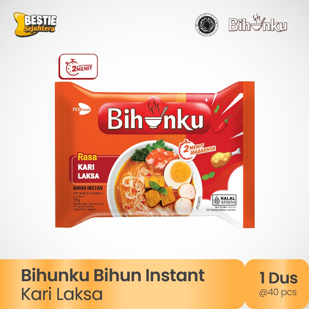 Jual Bihunku Instan - Kari Laksa - 1 Karton - 40 Pcs - 55gr / Bihunku ...