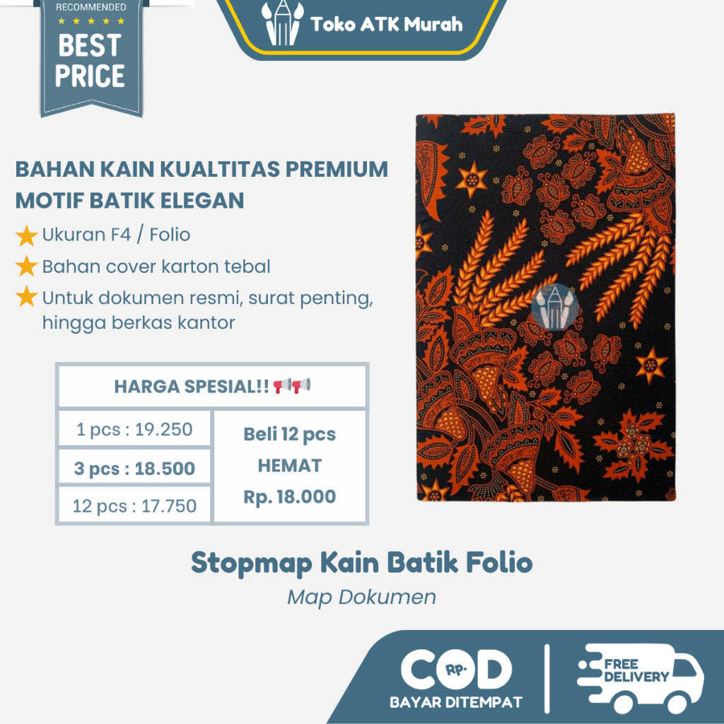 Jual Stop Map Batik Kain F4 / Folio - Kain Tebal Premium / Map Batik ...