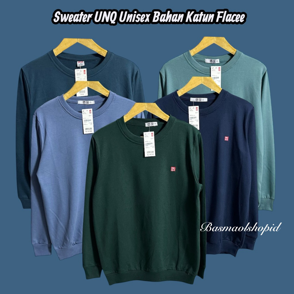 Jual Sweater Polos Uniqlo Pria dan Wanita Bahan Cotton Flacee Tebal ...