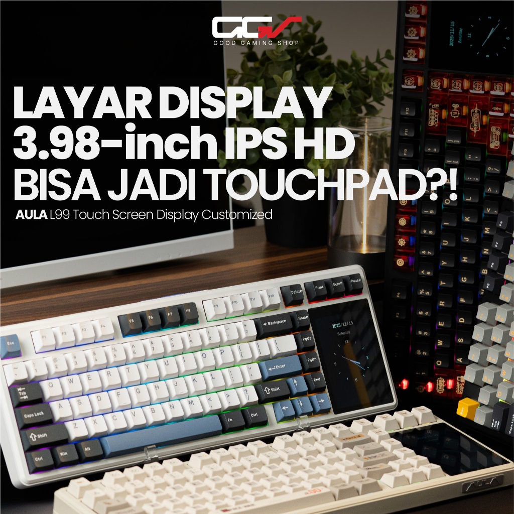 Jual AULA L99 Wireless Mechanical Keyboard IPS Touch Screen Display ...