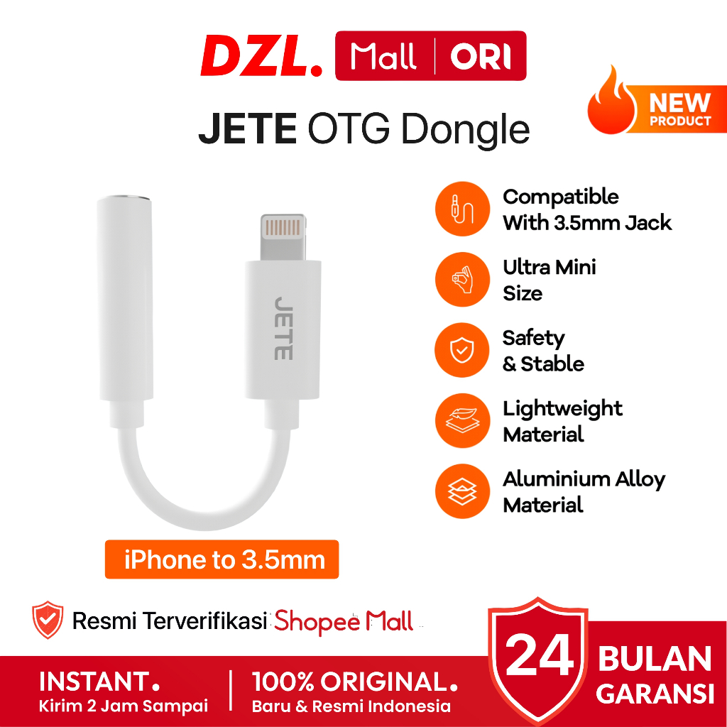 Jual DZL - JETE OTG Dongle Lightning to 3.5mm Jack Audio Adapter iPhone ...