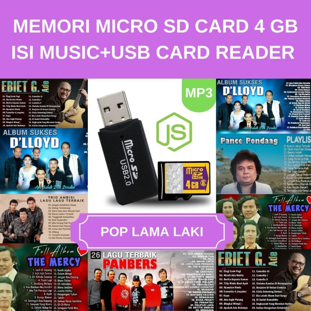 Jual ISI (POP LAMA LAKI) MEMORI 4 GB MICRO SD CARD ORI+USB CARD READER ...